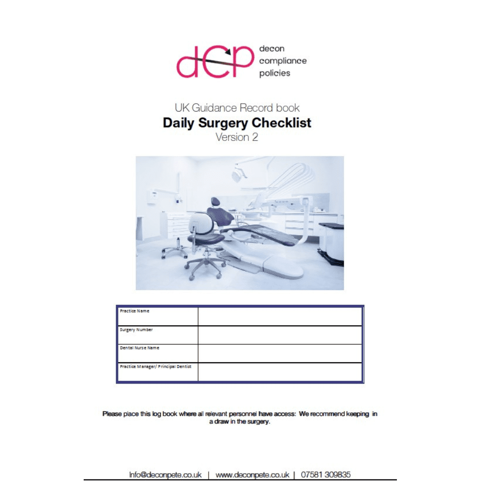 Decontamination Compliance Book - Ultrasonic Cleaner Record book ...