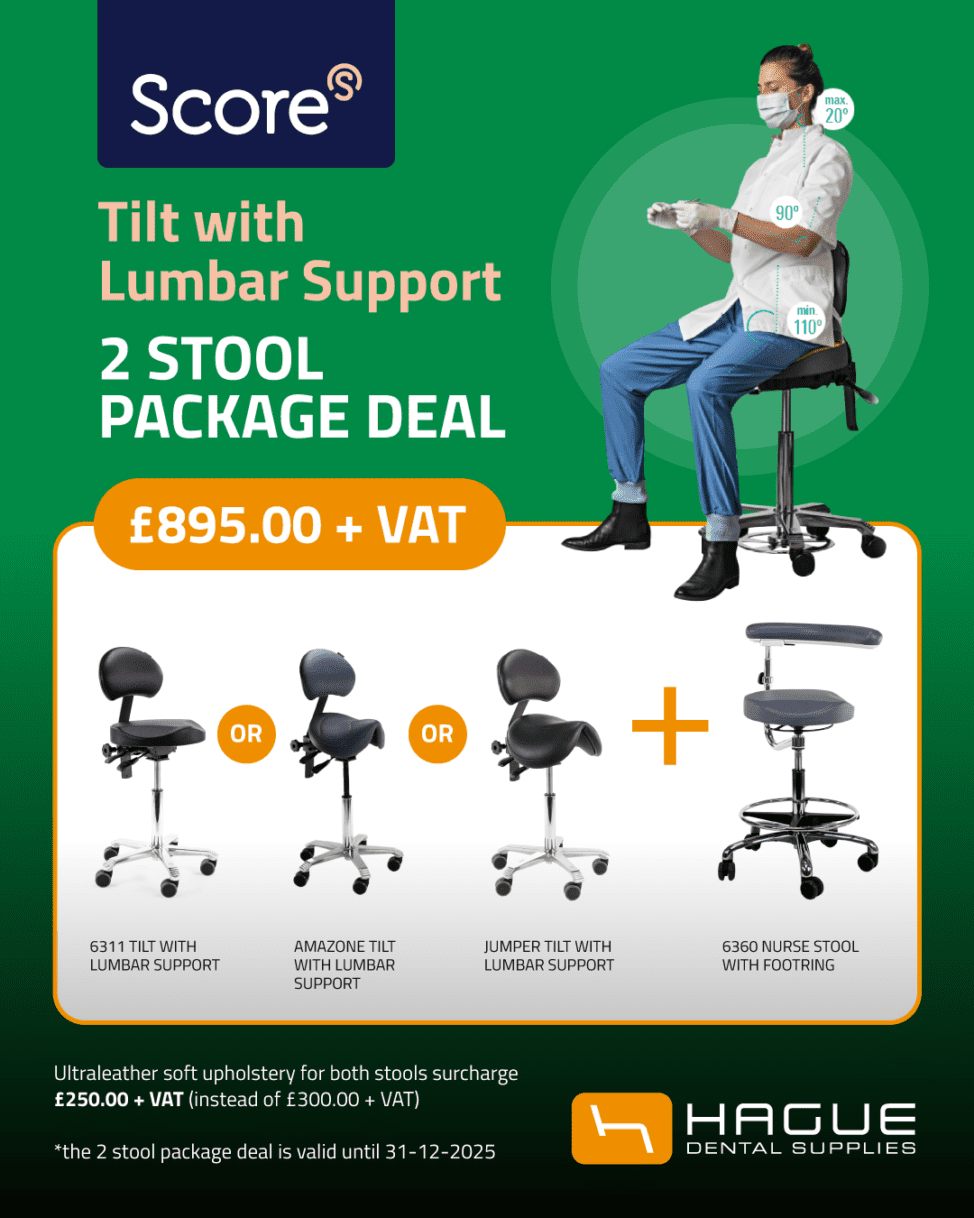 Score Jumper Saddle Stool with Backrest | Hague Dental Supplies - Equipment
